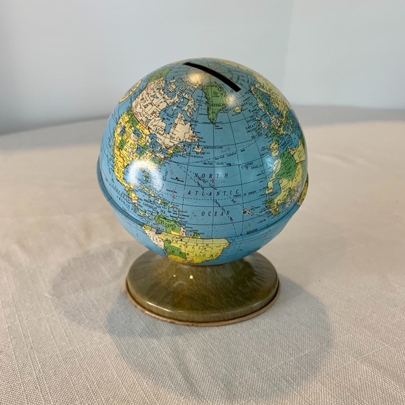 Accents | Vintage Metal Globe Coin Bank | Poshmark